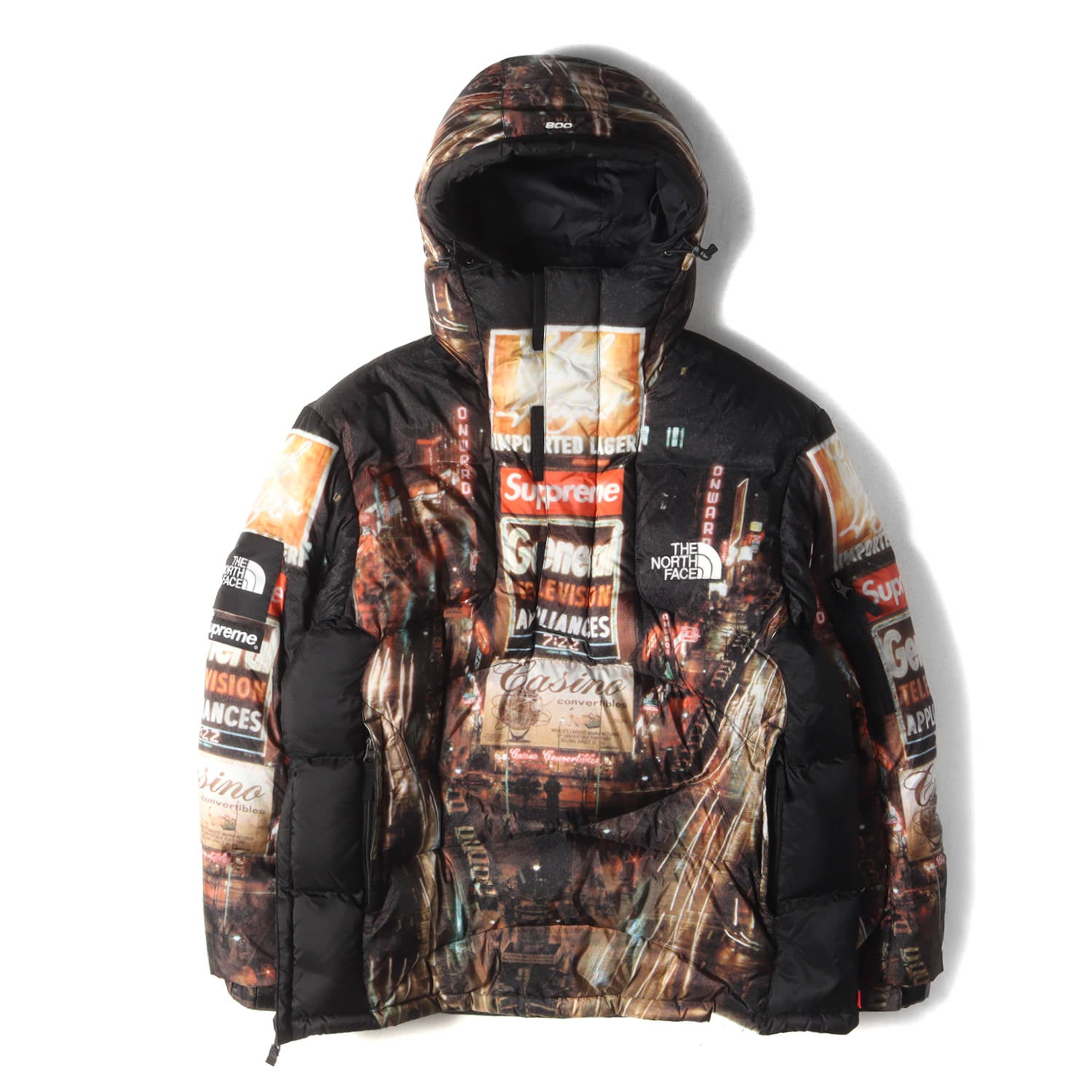 Supreme (シュプリーム) 22AW ×THE NORTH FACE タイムズスクエア柄 ハーフジップ プルオーバー ダウンジャケット(800-Fill Half Zip Hooded ...