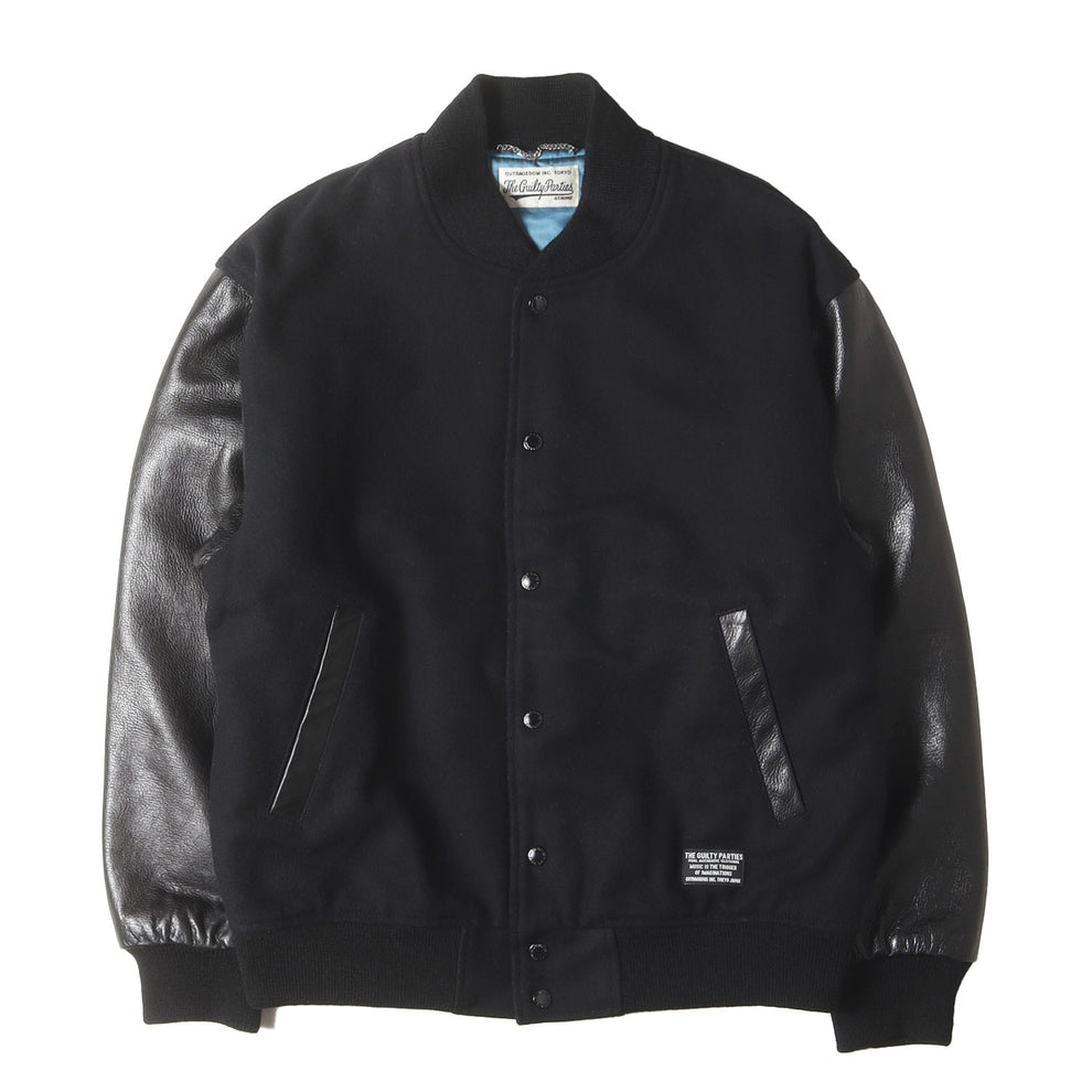 袖レザー メルトンウール スタジャン / バーシティ ジャケット(LEATHER VARSITY JACKET) - ブランド古着の通販・買取 | BEEGLE by Boo-Bee