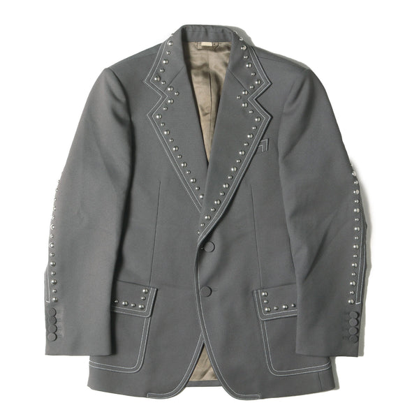スタッズ付き ポリツイル 2B テーラード ジャケット (Fluid Drill Studded Jacket) 710897 ZAKGX ...