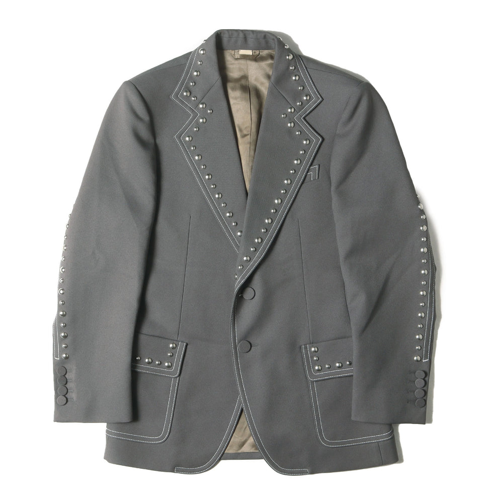 スタッズ付き ポリツイル 2B テーラード ジャケット (Fluid Drill Studded Jacket) 710897 ZAKGX ...