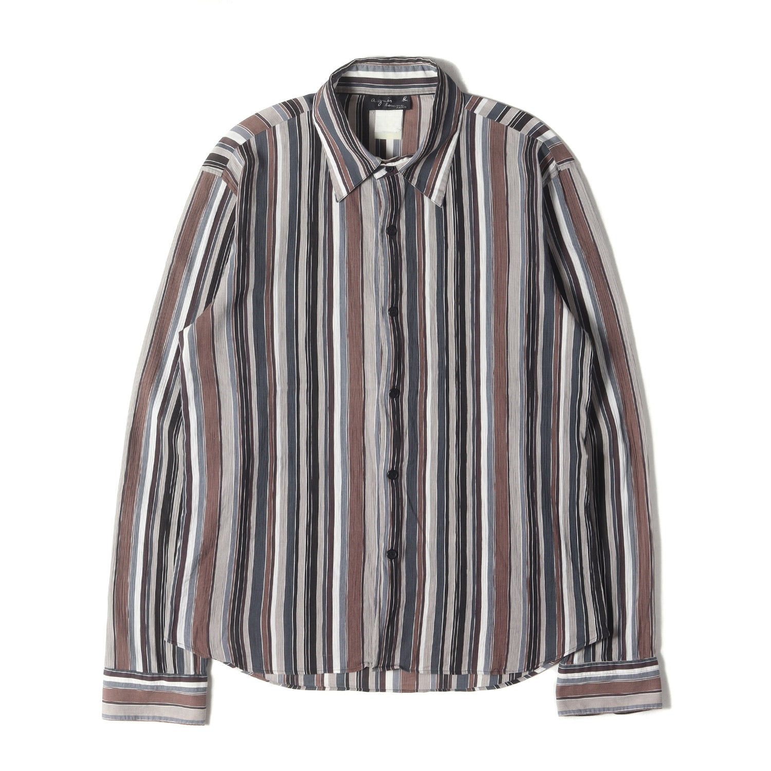 agnes b. (アニエスベー) 90s マルチストライプ クレープ ドレス シャツ / homme - ブランド古着の通販・買取 ...