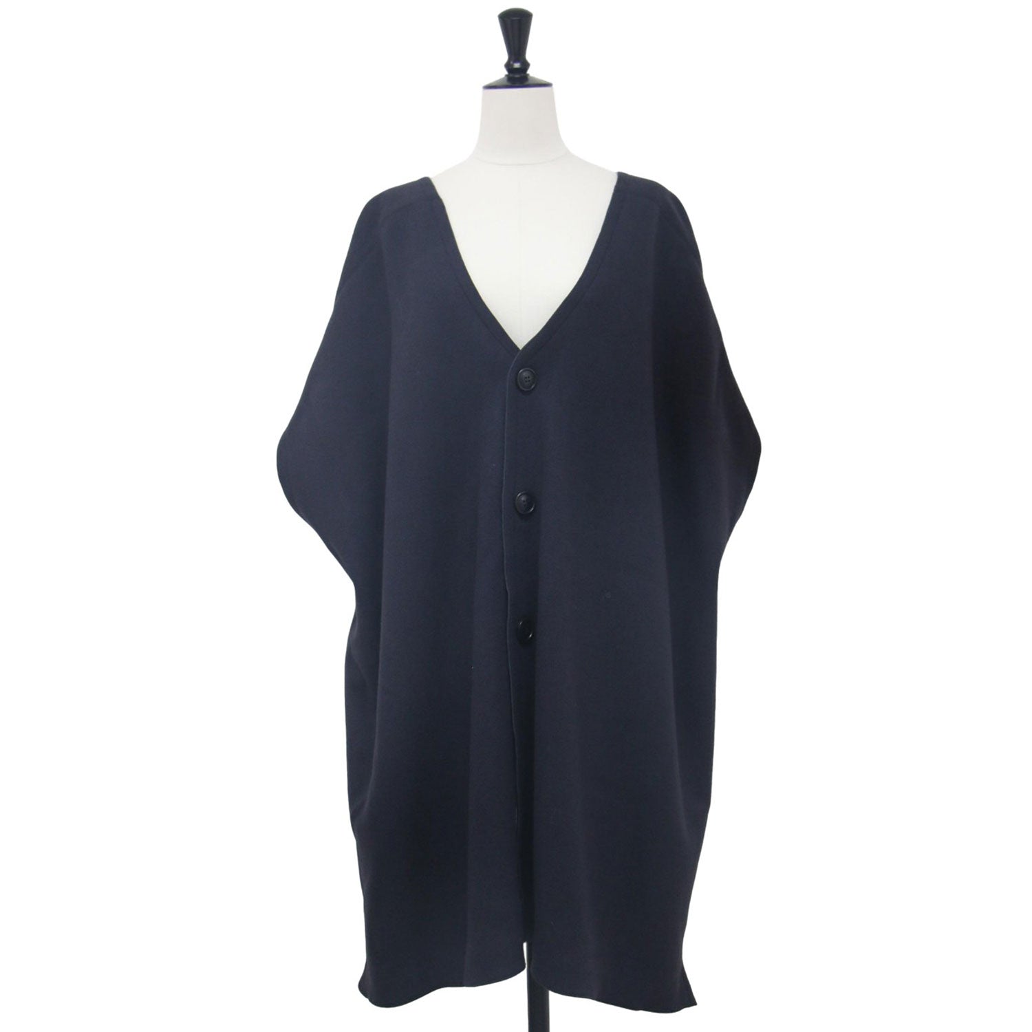 Ballsey (ボールジー) ウール ナイロン インターロック フロンタブル ベスト / 2WAY Vネック サイドスリット ドレープ ...