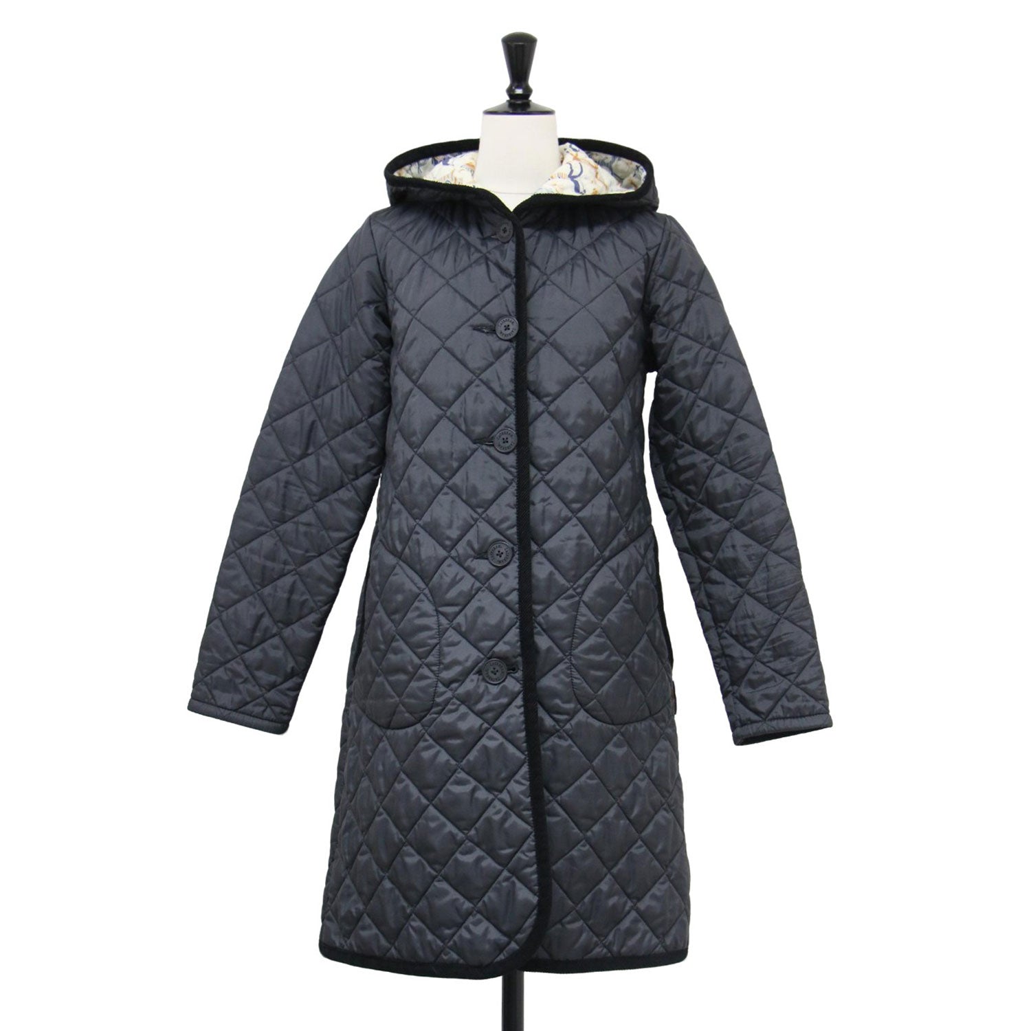 BRUNDON リバティ フード付き キルティングコート / LIBERTY 長袖 ロング丈 Aライン 撥水加工 50周年記念限定 ...
