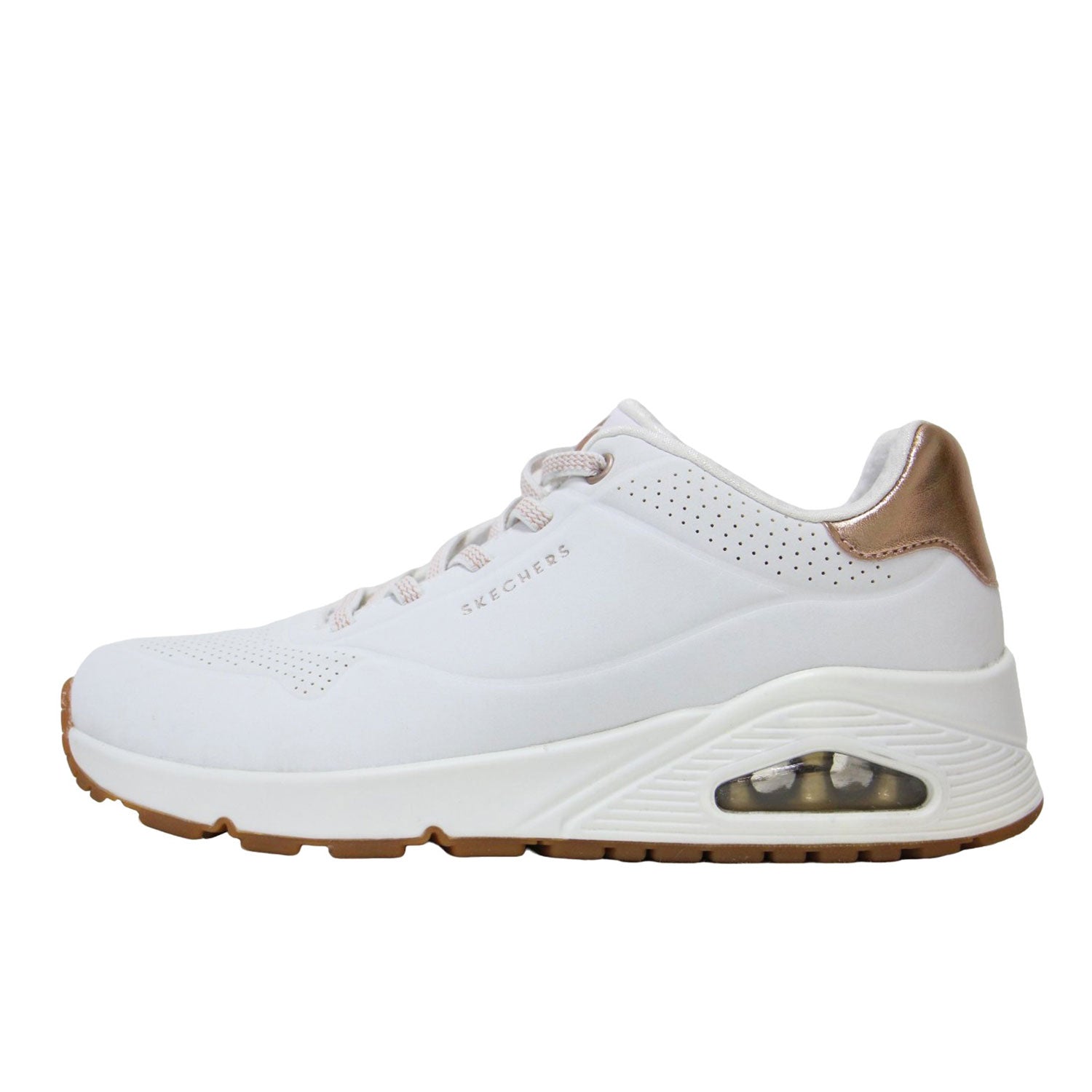 SKECHERS (スケッチャーズ) ウノ シマー アウェイ スニーカー / ローカット レースアップ 厚底 スリップオン レザー ...